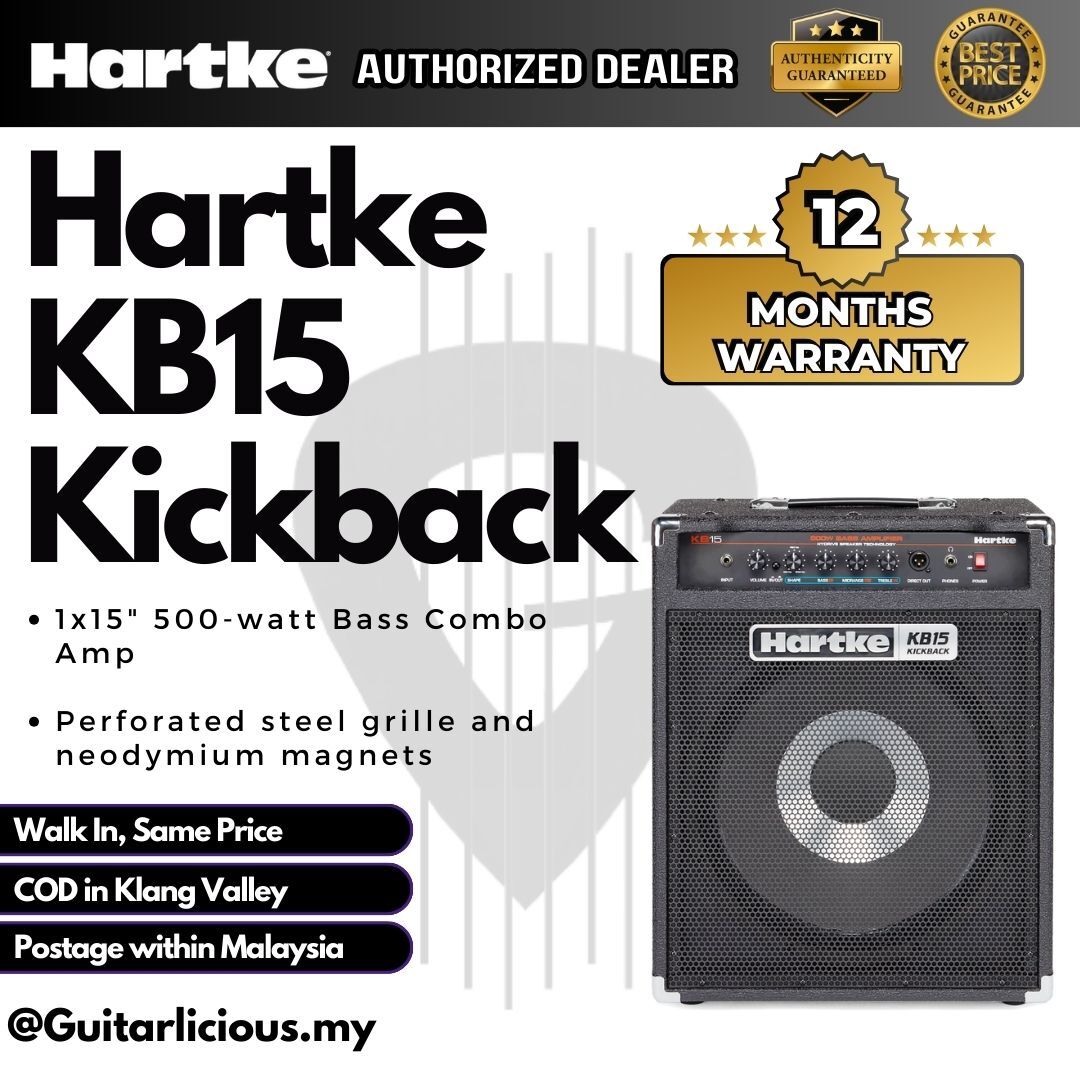 Hartke KB15 Kickback 15 - 500 Watt Bass Combo Amplifier (KB-15/Kickbac – GUITARLICIOUS