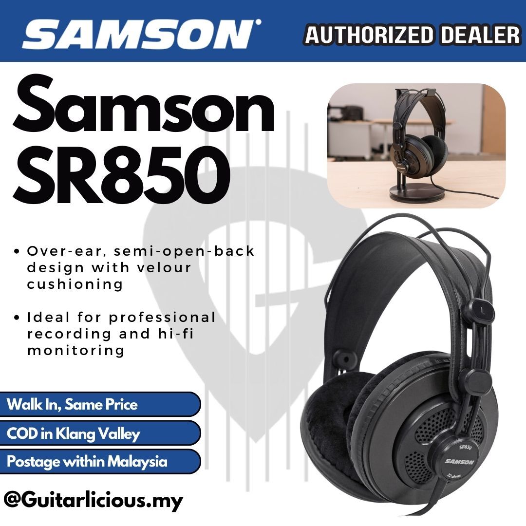 Samson SR850 Semi Open Studio Headphones SR 850 SR 850 SR850C GUITARLICIOUS