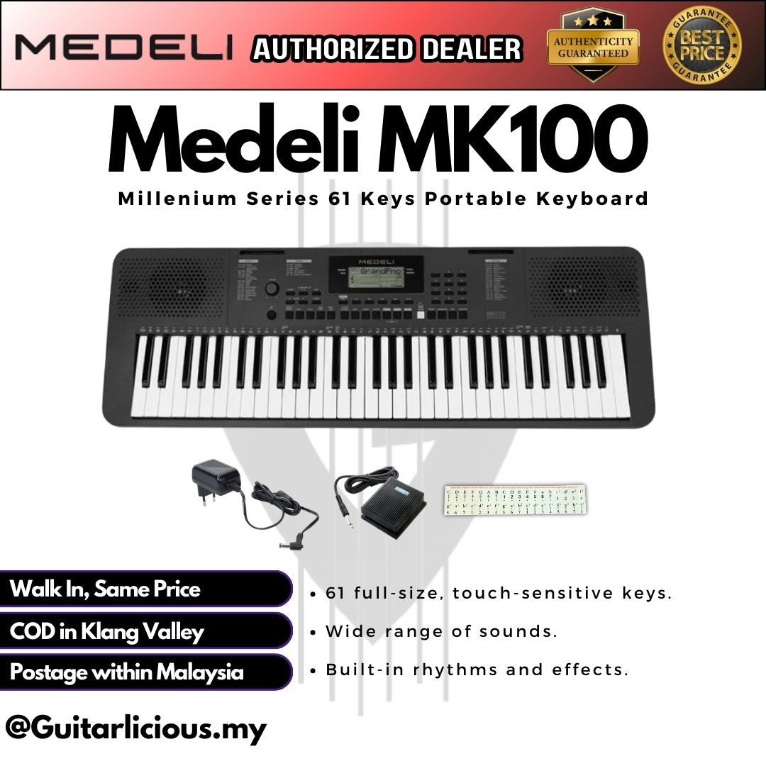 Medeli MK100 Millenium Series 61 Keys Portable Keyboard ( MK-100 / MK – GUITARLICIOUS