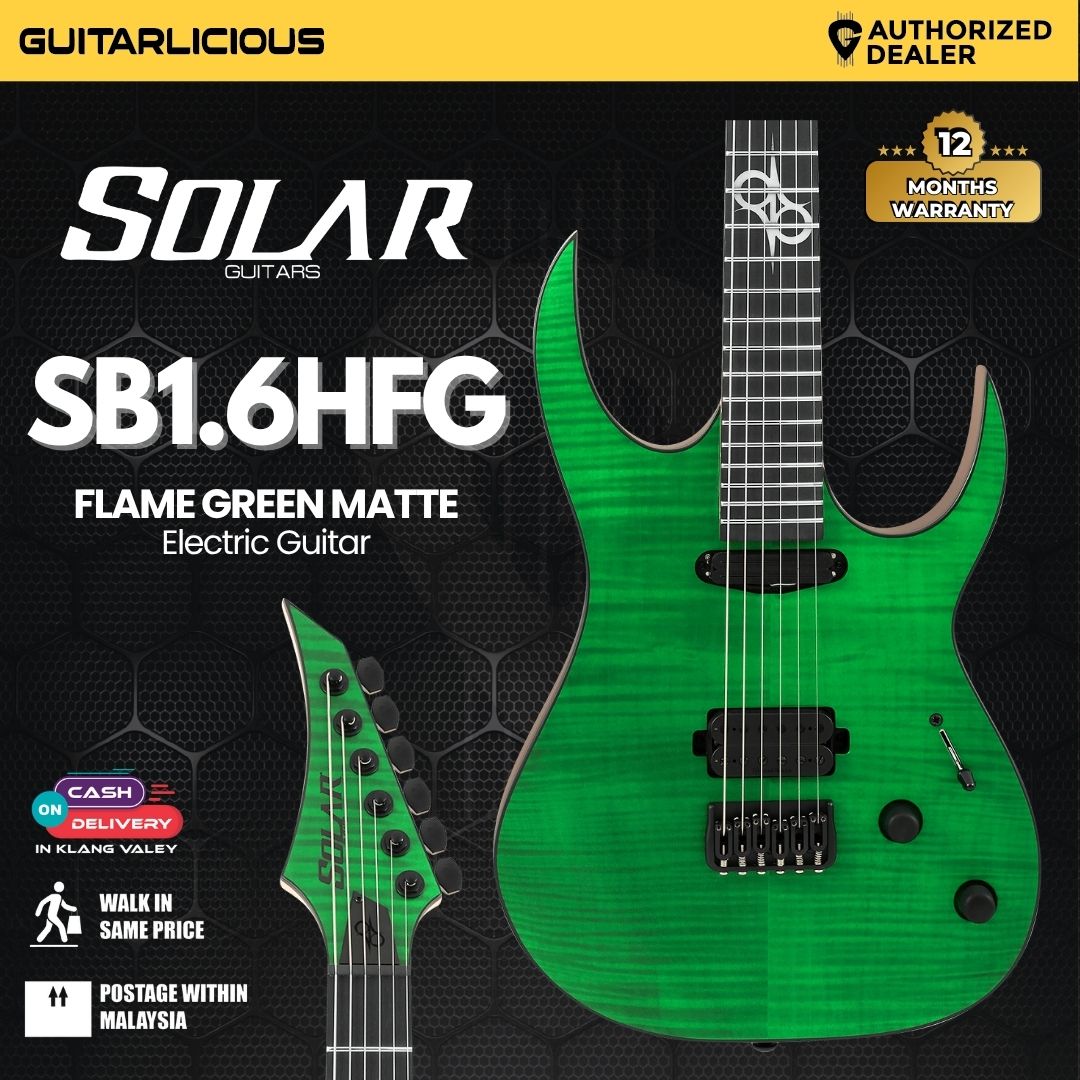 Solar SB1.6HFG Flame Green Matte Electric Guitar – GUITARLICIOUS