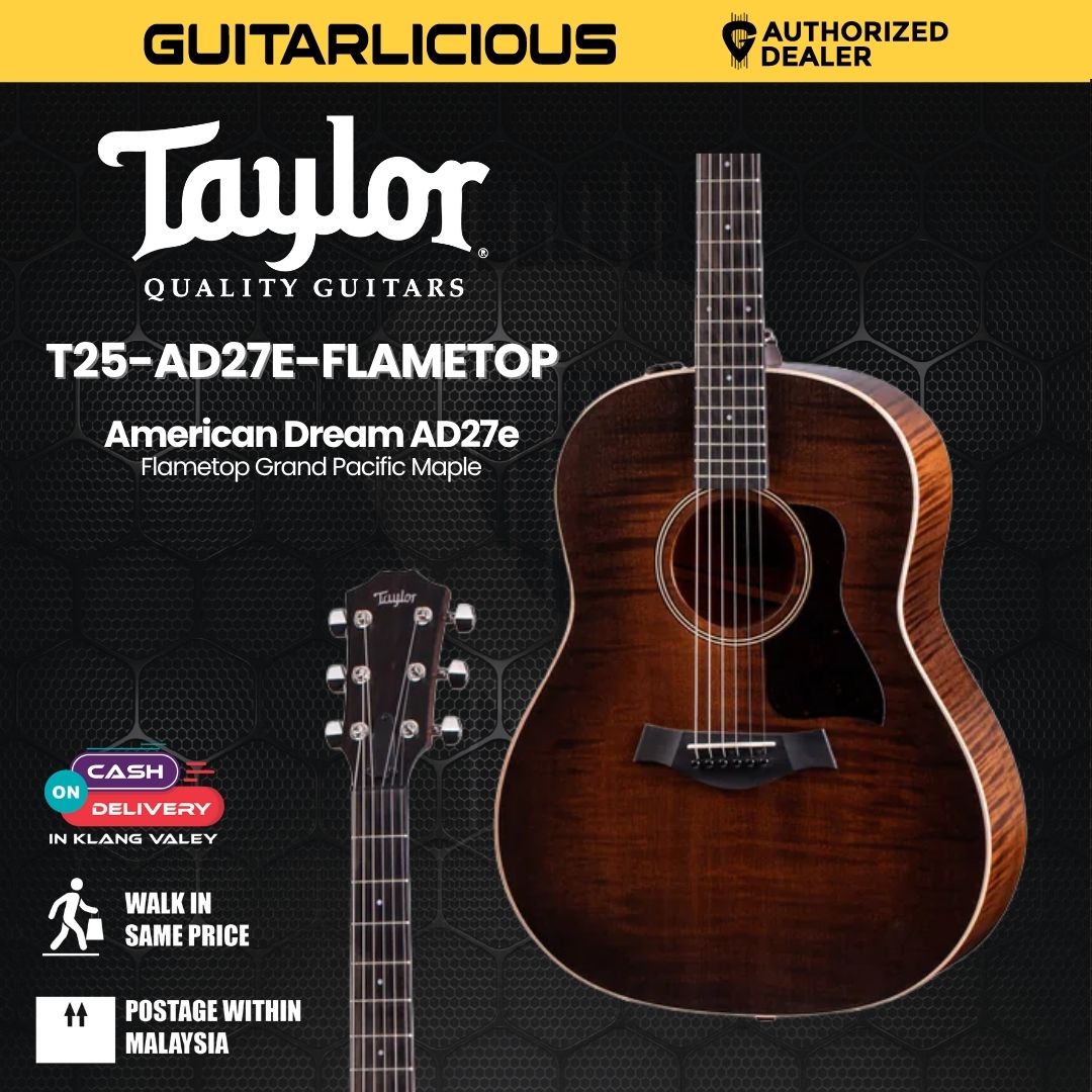 Taylor American Dream AD27e Flametop Grand Pacific Maple Acoustic-Electric Guitar - Natural | w ...