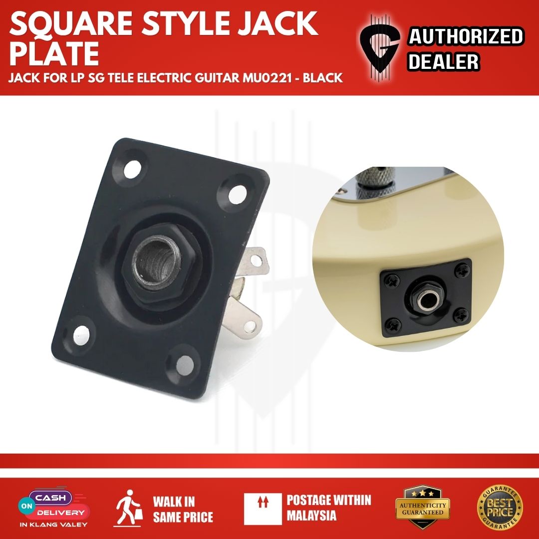 Square Style Jack Plate Guitar Bass Jack 1/4 Output Input Jack for LP ...