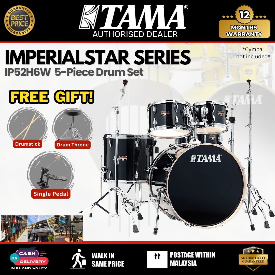 Tama IP52H6W Imperialstar Series 5-Piece Drum Set-Hairline Black ( Tam ...