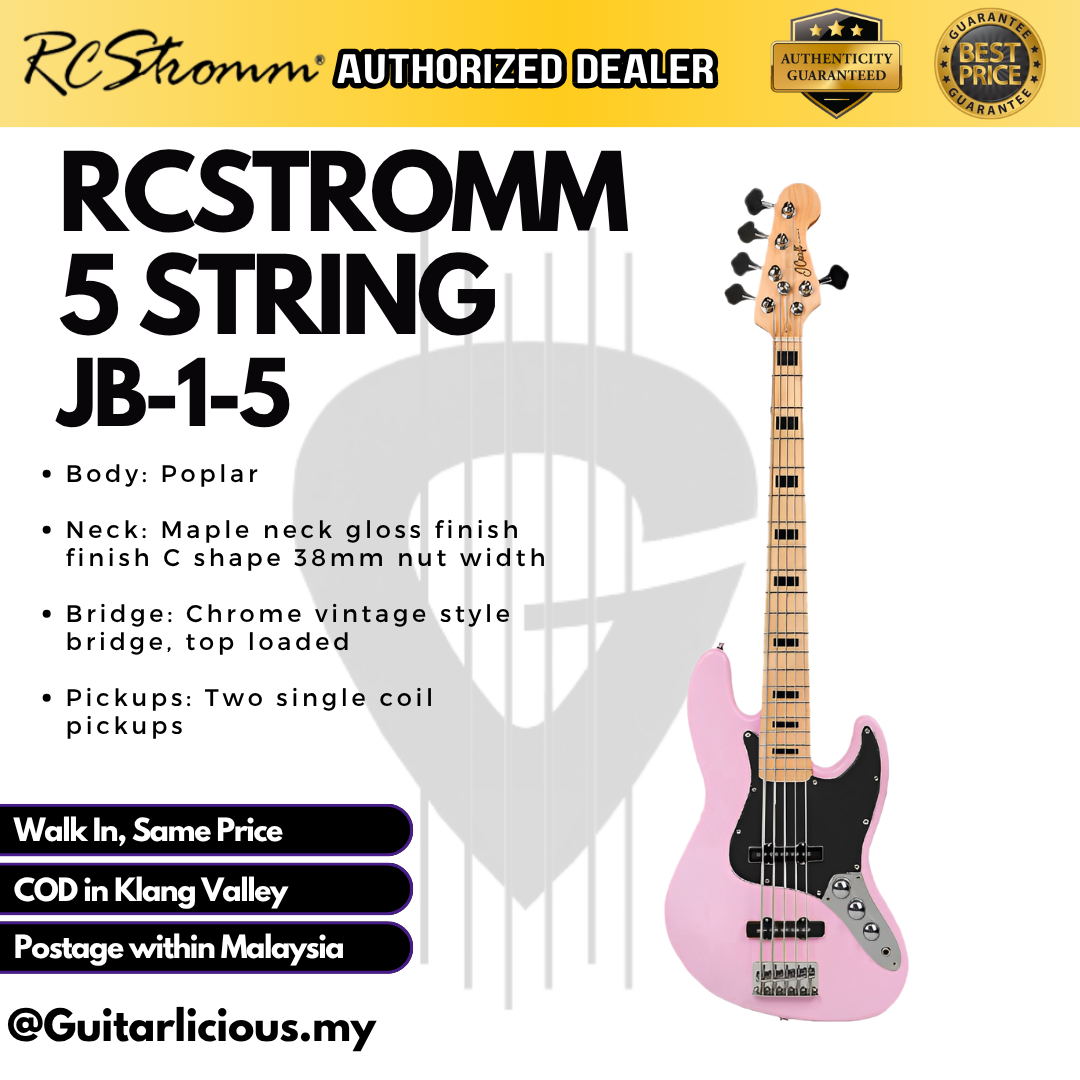 RCSTROMM (5 String) Jazz Bass Guitar (JB-1-5 / KB02-5) – GUITARLICIOUS