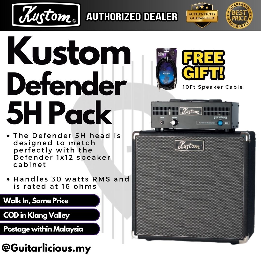 Kustom Defender 5H Head + Defender 1X12" Speaker Cabinet – GUITARLICIOUS