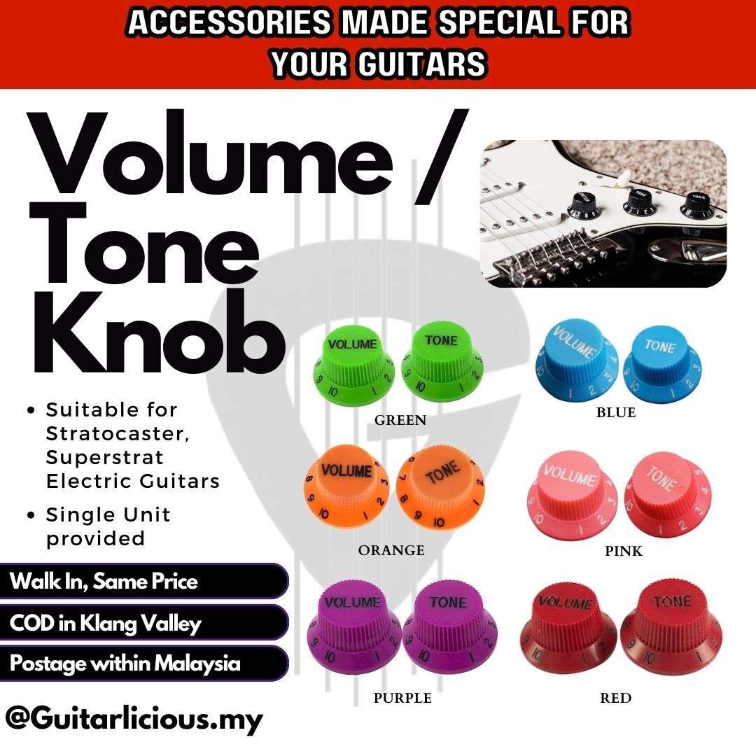 Multi-Colour Plastic Volume & Tone Knob for Stratocaster, Superstrat E ...