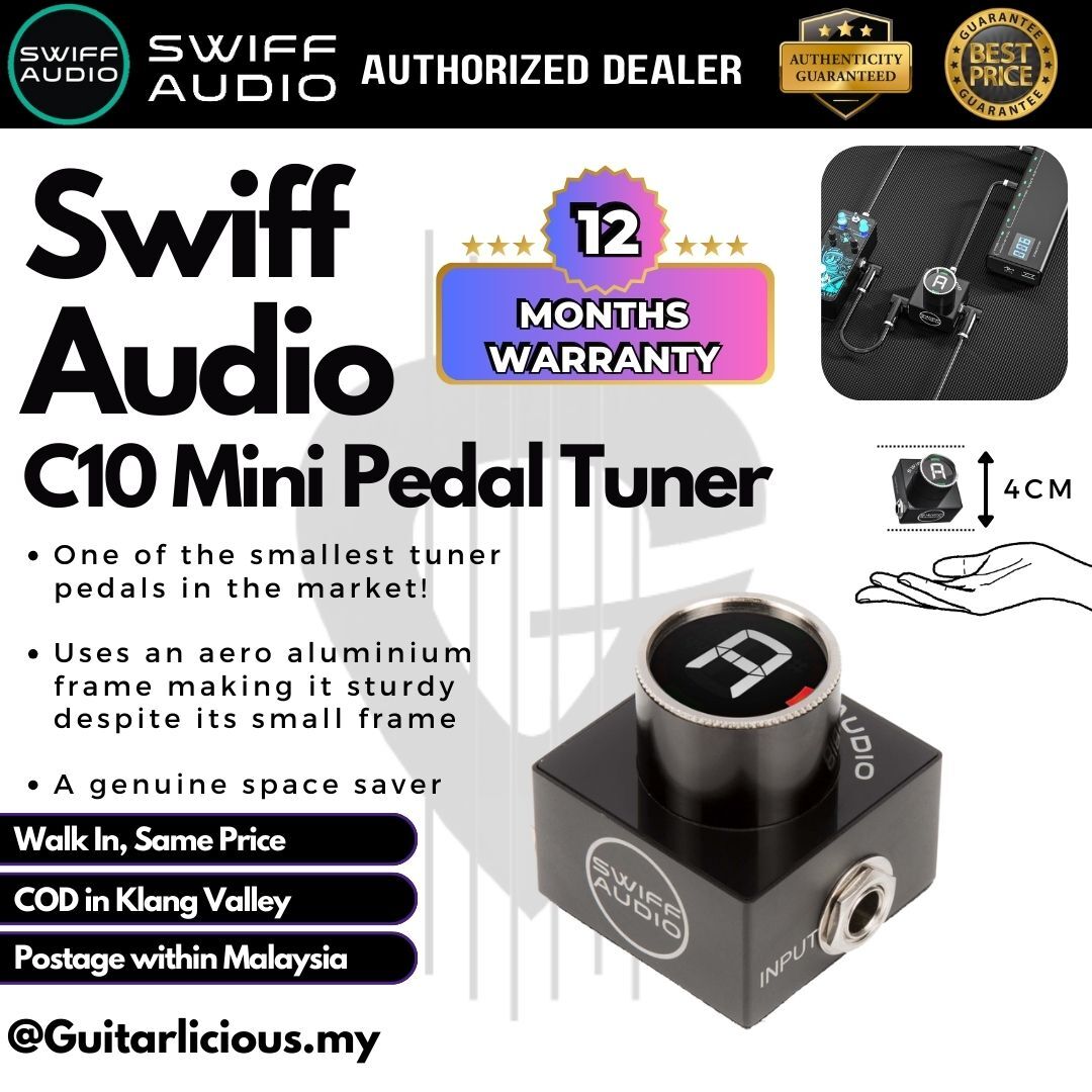 SWIFF Audio C10 Mini Pedal Tuner LED Display (Chromatic Tuning) - ( C ...