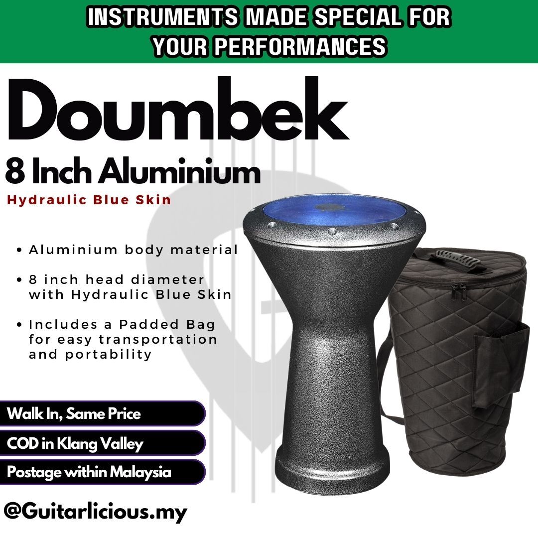 8-Inch Doumbek with Hydraulic Blue Skin & Padded Bag – DUBK-10SC ...