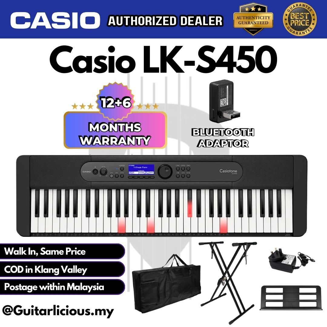 Casio LK-S450 61 key Casiotone Lighting Arranger Keyboard w/ Bluetooth ...