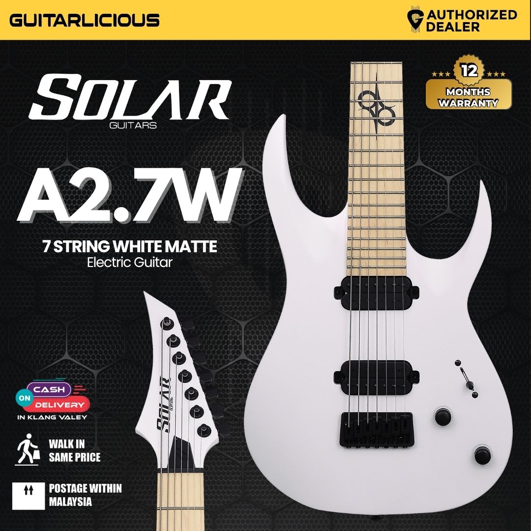 Solar A2.7W 7 String White Matte Electric Guitar – GUITARLICIOUS