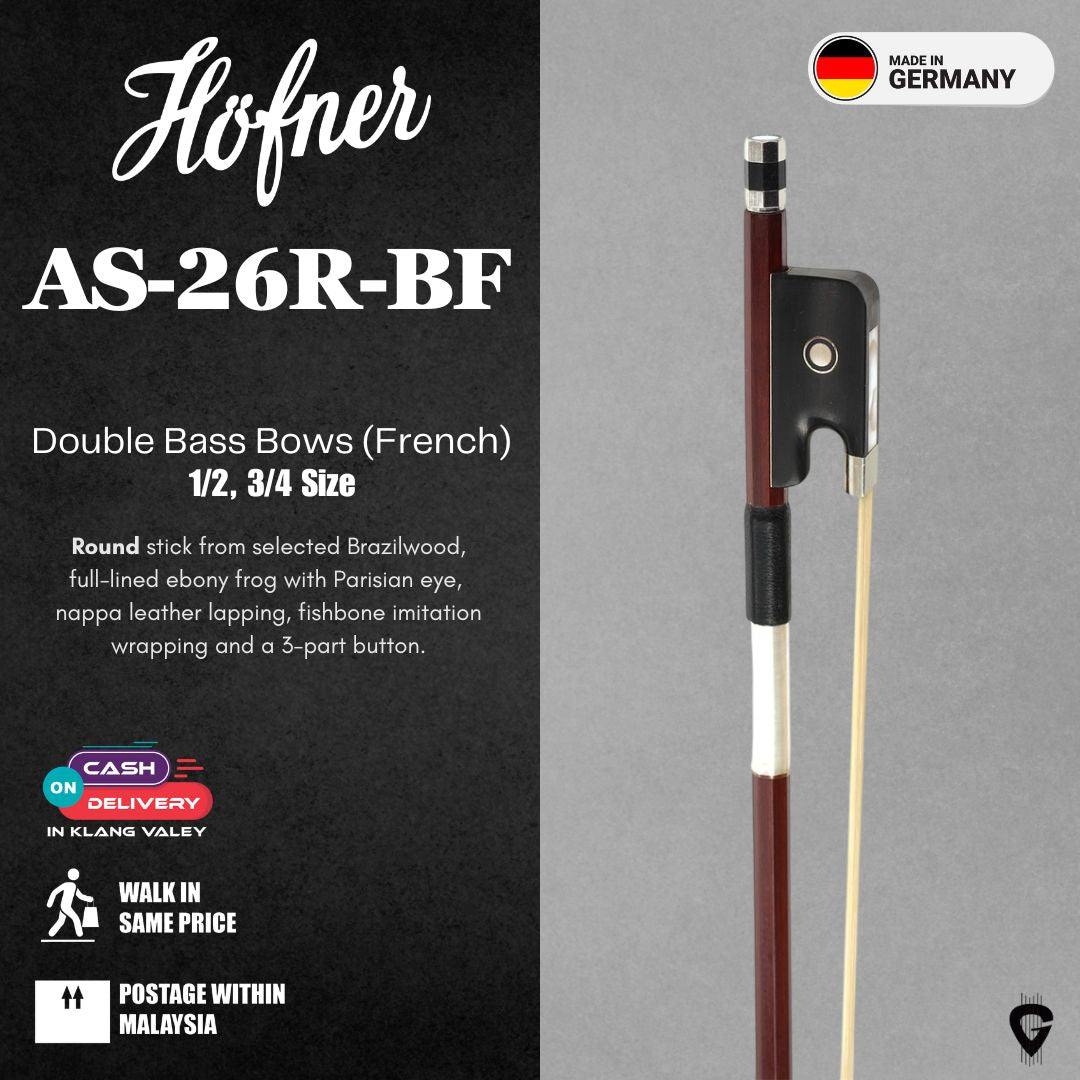 Höfner AS-26R-BF 3/4 Brazilwood Double Bass Bow – French Model – GUITARLICIOUS