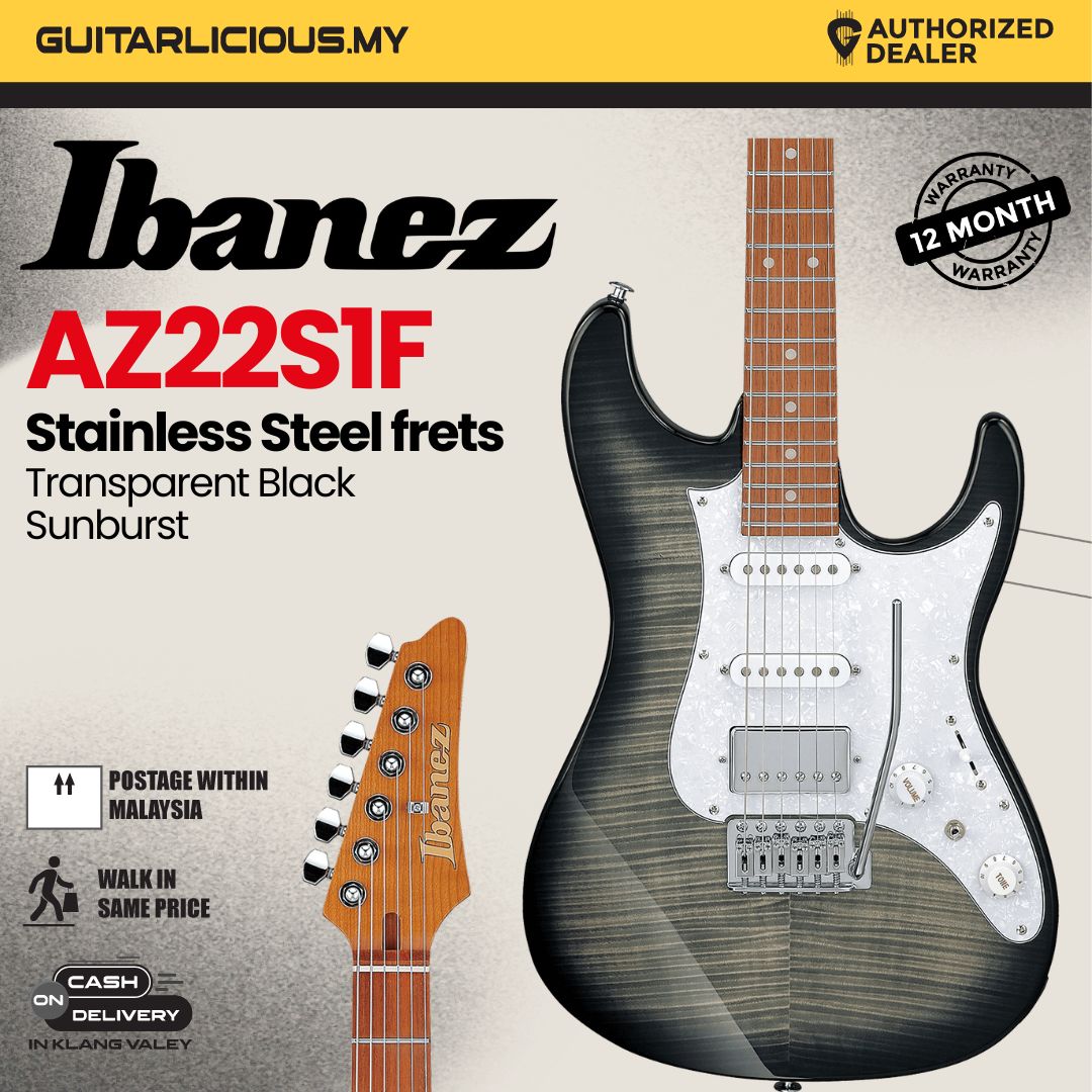 Ibanez Standard AZ22S1F Electric Guitar - Transparent Black Sunburst ...