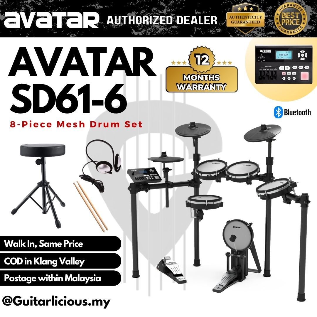 Avatar SD61-6 8-Piece Mesh Kit Electric Drum Set – GUITARLICIOUS