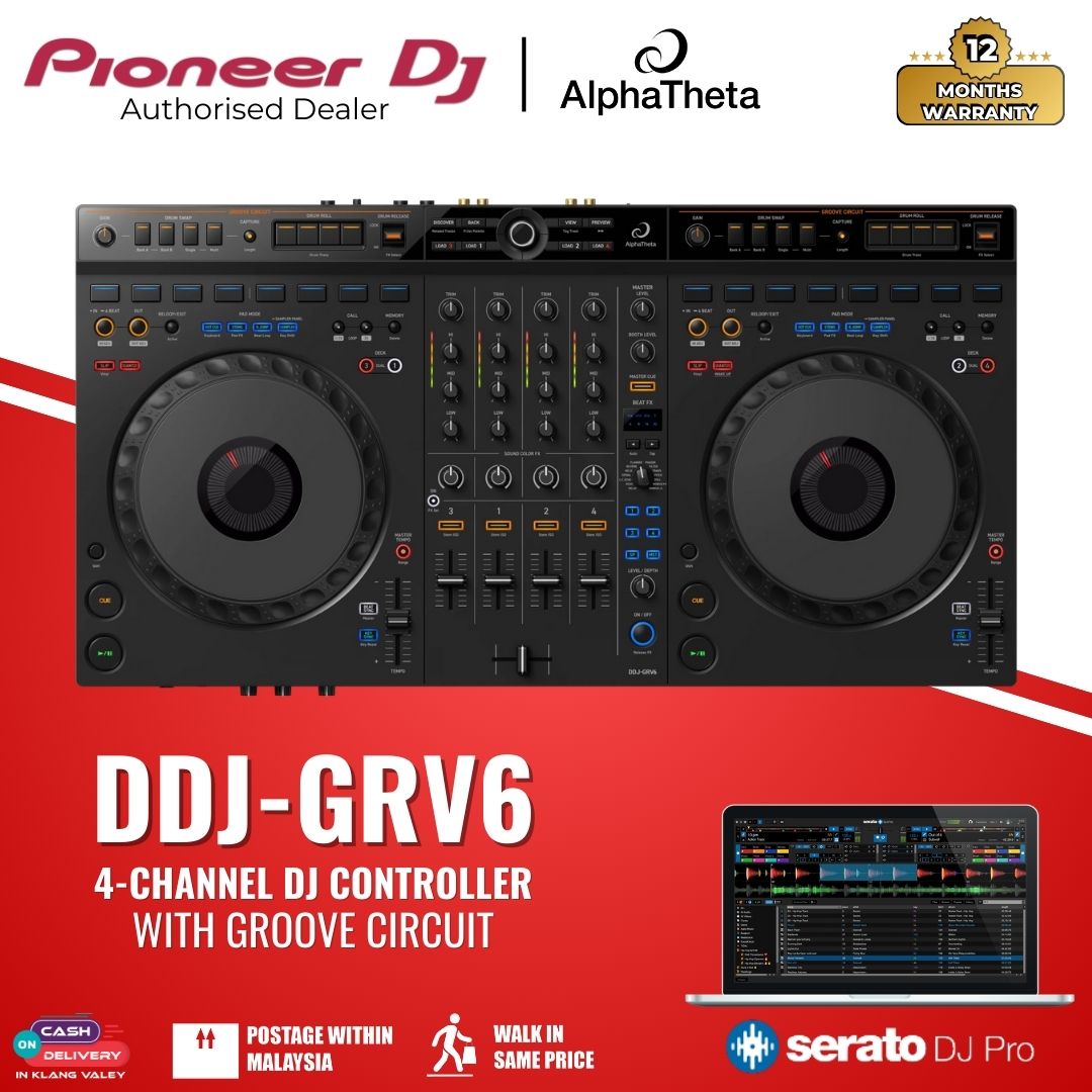AlphaTheta DDJ-GRV6 4-channel DJ Controller with Groove Circuit ...