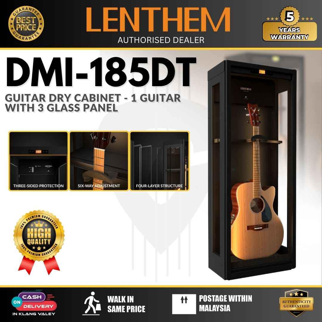 Lenthem DMI-185DT Guitar Dry Cabinet 3 Glass Panels, Humidity Control ...