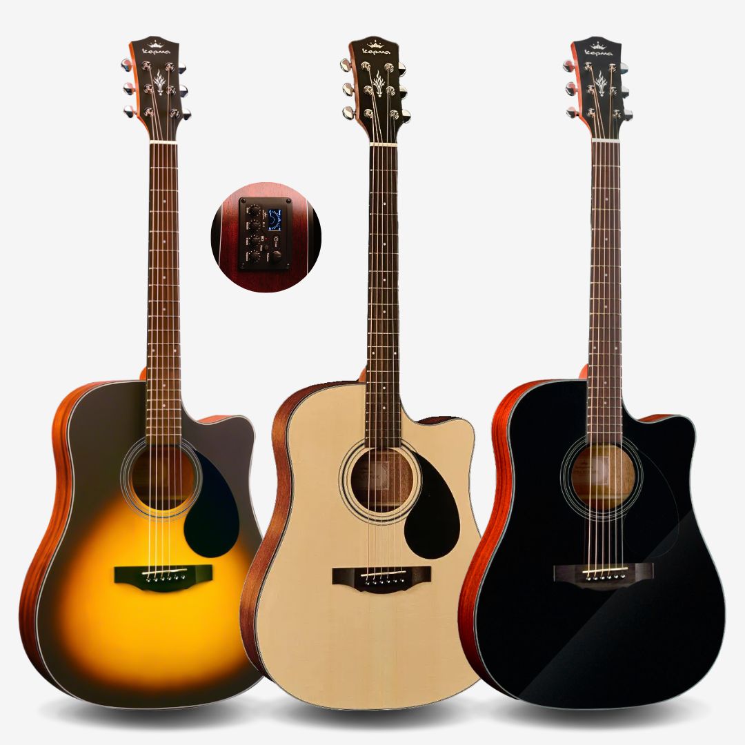 KEPMA EDC 41 inch Dreadnought Semi Acoustic Guitar w K1 EQ (Spruce Top ...