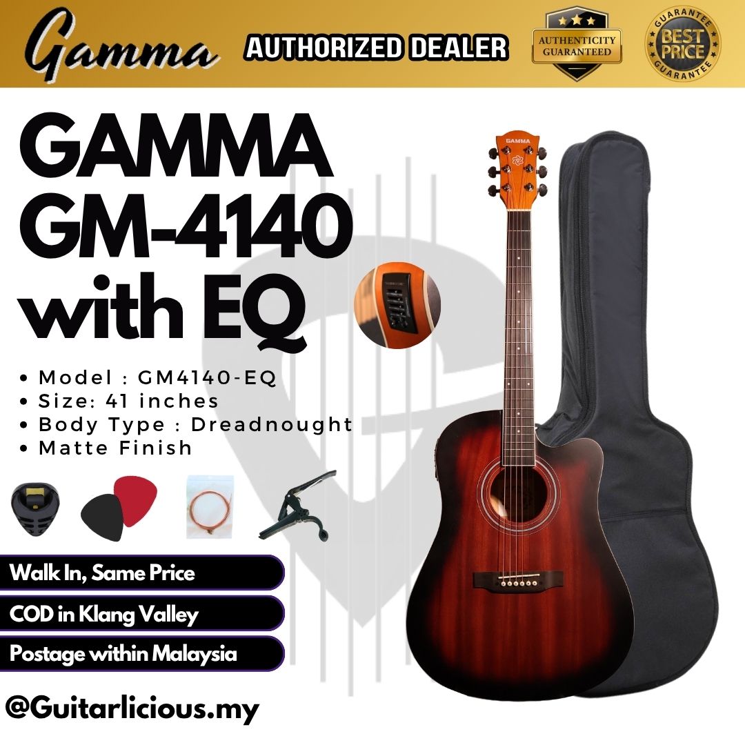 Gamma GM-4140 w/EQ (Matte Finish) Dreadnought 41" Acoustic Guitar ...