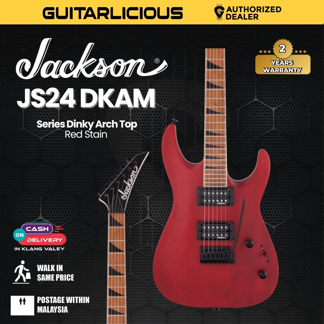 Jackson Dinky Arch Top JS24 DKAM Caramelized Maple FB, Red Stain ...