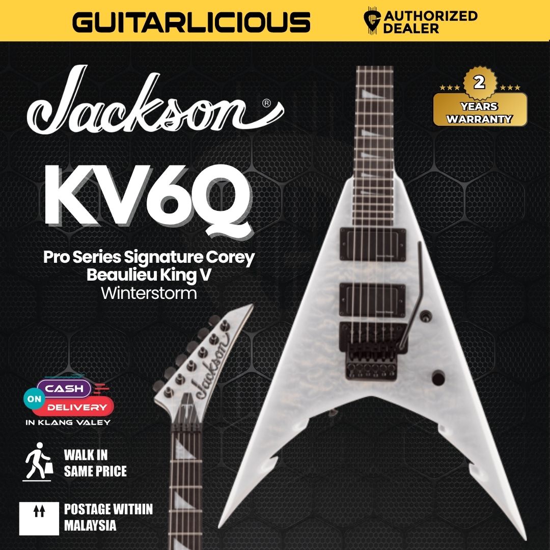Jackson Pro Signature Corey Beaulieu King V KV6Q, Ebony FB, Winterstor ...