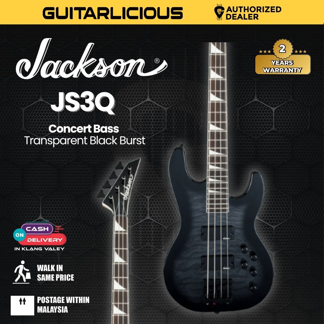 Jackson JS Series Concert Bass JS3Q Guitar, Amaranth FB, Transparent ...