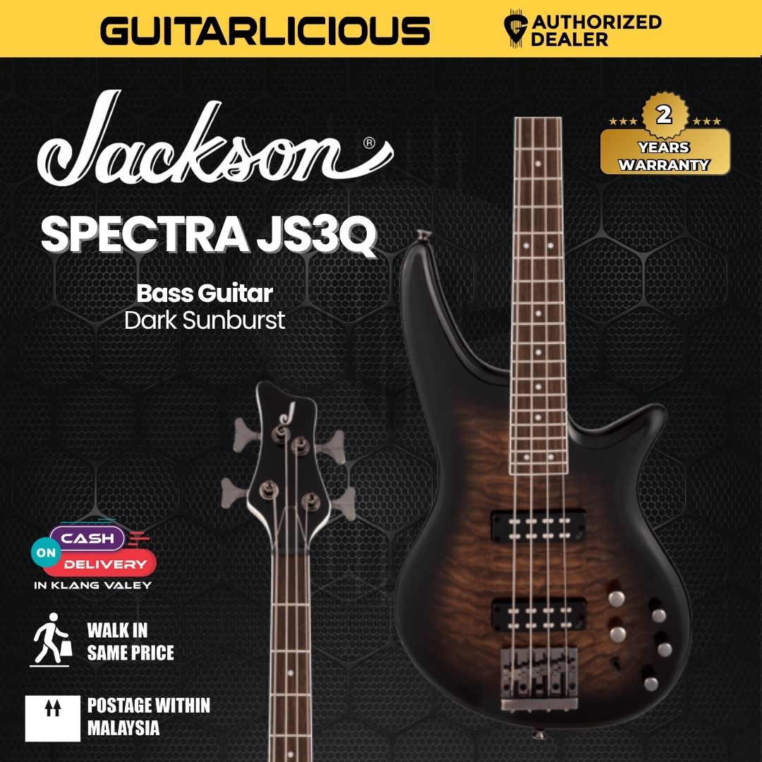 Jackson Spectra JS3Q Bass Guitar, Laurel FB - Dark Sunburst – GUITARLICIOUS