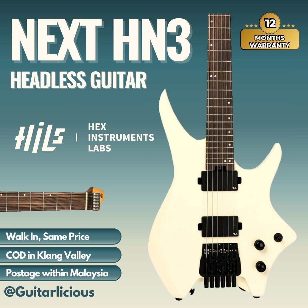 HILS NEXT HN3 Headless Electric Guitar – Satin Ivory – GUITARLICIOUS