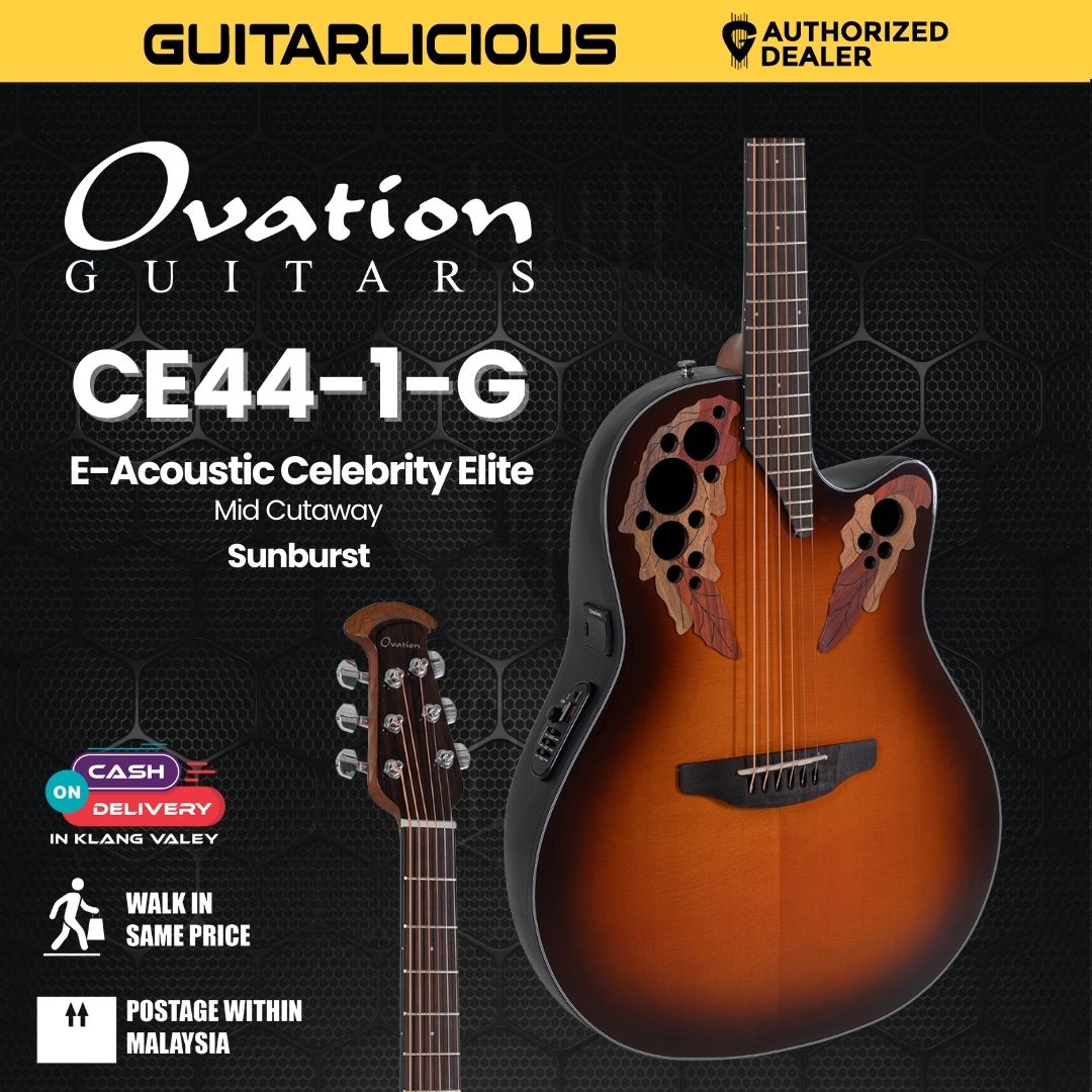 Ovation Celebrity Elite Mid Cutaway E-Acoustic Guitar - Sunburst ...