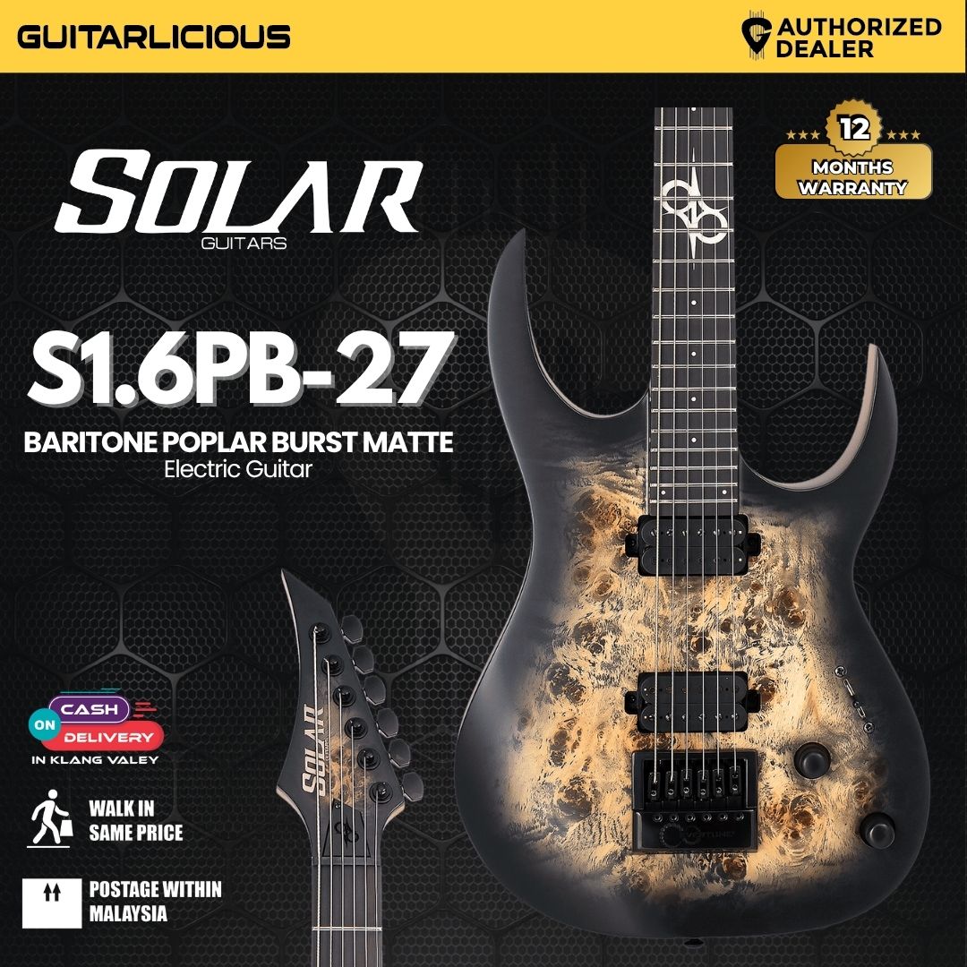 Solar S1.6PB-27 Baritone – Poplar Burst Matte Electric Guitar ...