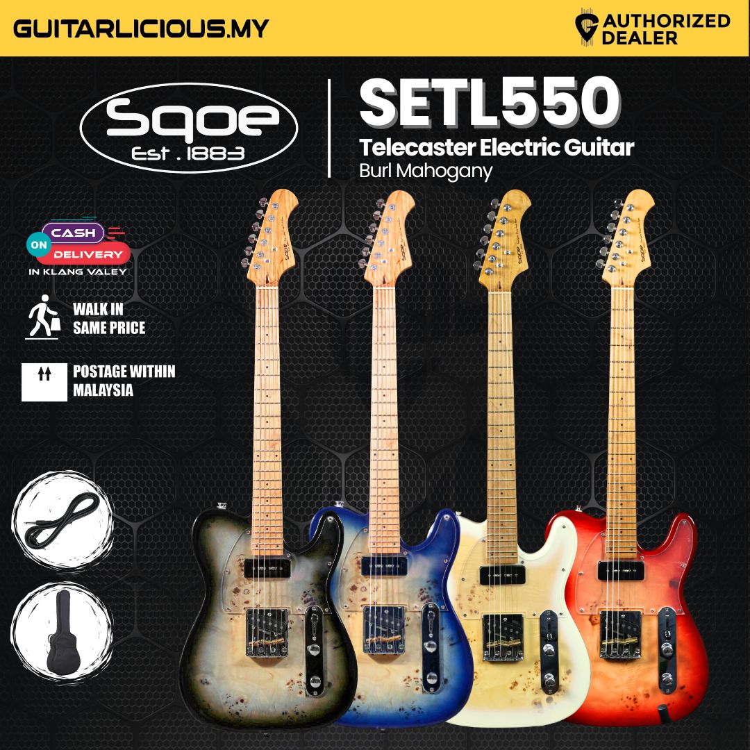 SQOE SETL550 Burl Mahogany with Roasted Maple Fretboard Telecaster Ele ...