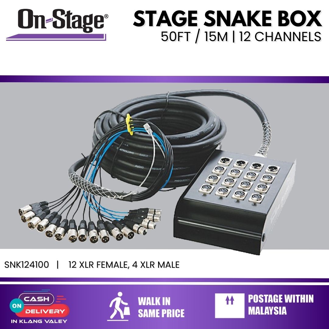 On Stage SNK12450 Snake Cable | 50ft / 15m | 12 channels (12x XLR Fema ...