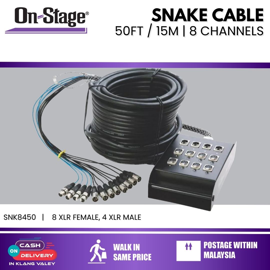 ⚠️ PRODUCT NAME > 70 On Stage SNK8450 Snake Cable | 50ft / 15m | 8 ...