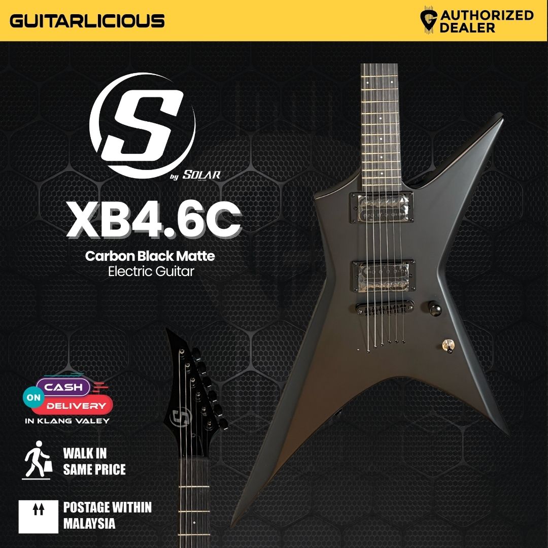 S by Solar XB4.6C Carbon Black Electric Guitar – GUITARLICIOUS