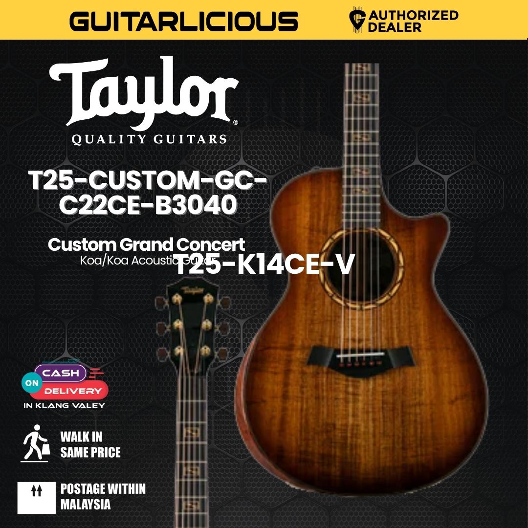 Taylor Custom Grand Concert Koa/Koa Acoustic Guitar w/Case – GUITARLICIOUS