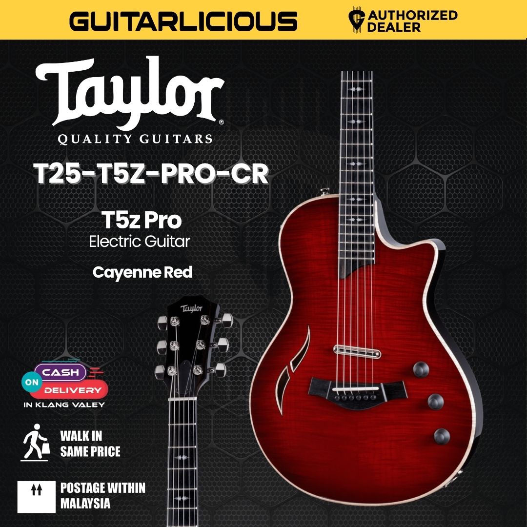 Taylor T5z Pro Electric Guitar w/Case, Cayenne Red – GUITARLICIOUS