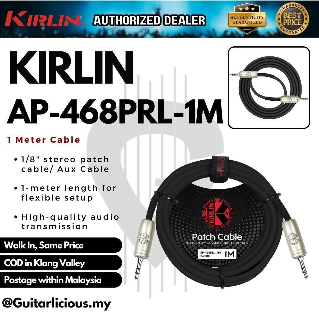 Kirlin AP-468PRL, 1/8" stereo patch cable / Aux Cable - ( 1M / 3M / 6M ...