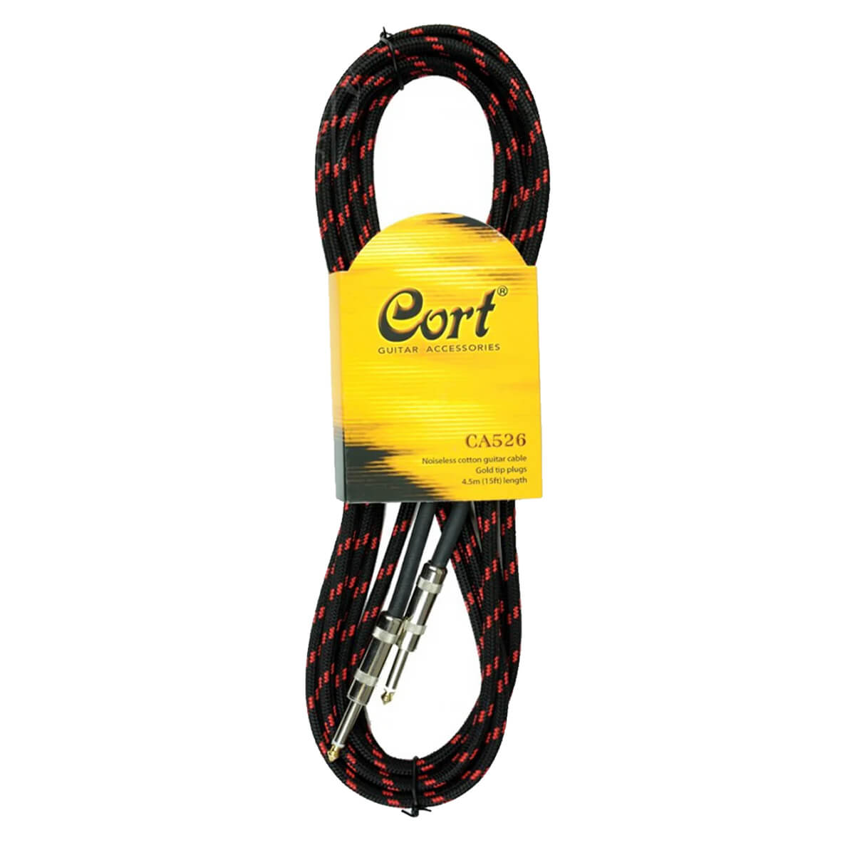Cort CA526 15ft Noiseless Guitar Cable – Premium Black Instrument Cable ...