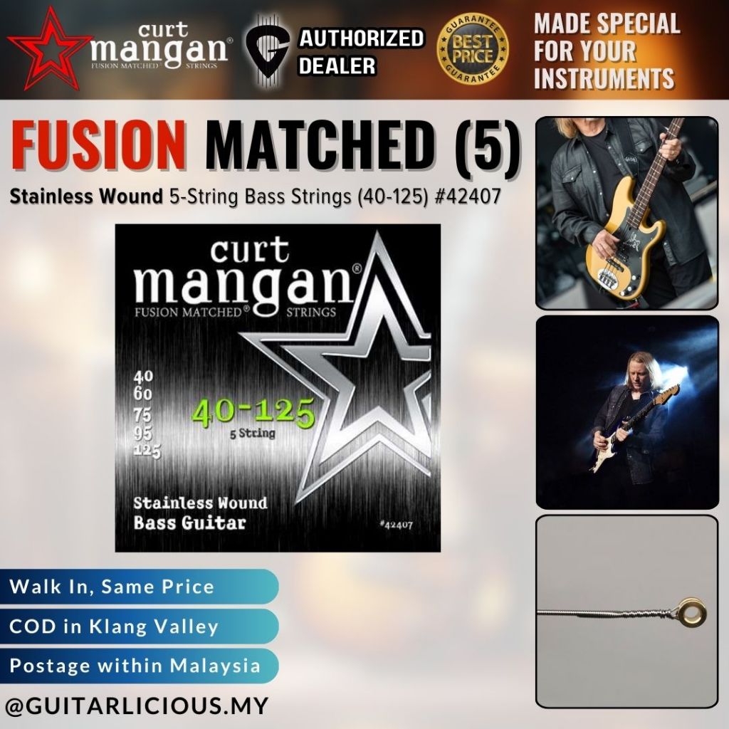 Curt Mangan Fusion Matched Stainless Wound 5-String, .040 - .125, #424 ...