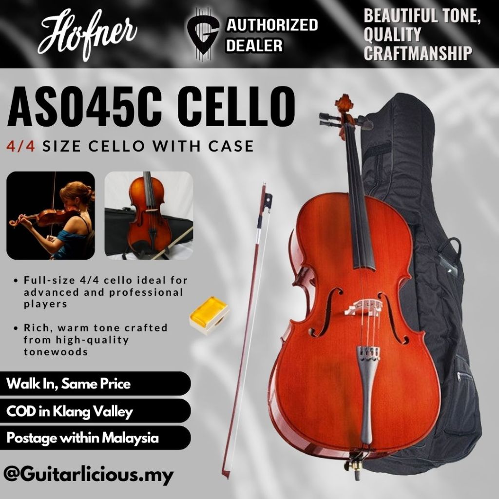 Hofner AS045C 4/4 Size Cello with Case – GUITARLICIOUS